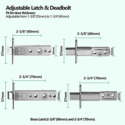 NEWBANG Brushed Nickel Double Door Handle Set,(Keyed and Dummy Set),MDHST2016SN-SET-BR-1