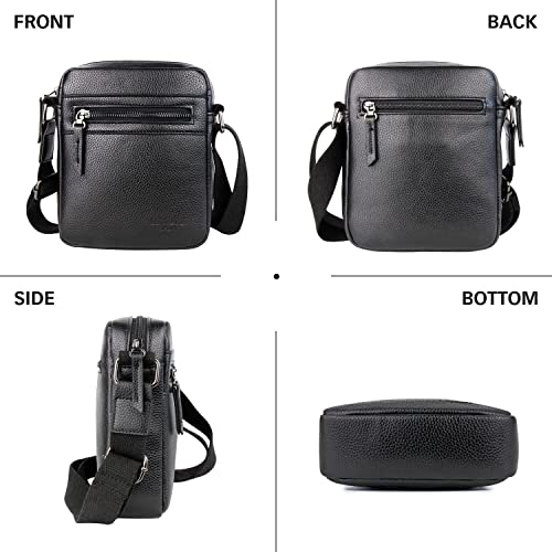 Lemuvlt Small Messenger Bag for Men PU Leather Crossbody Bag Mens Purse Shoulder Satchel Handbags Gift Man (Black)