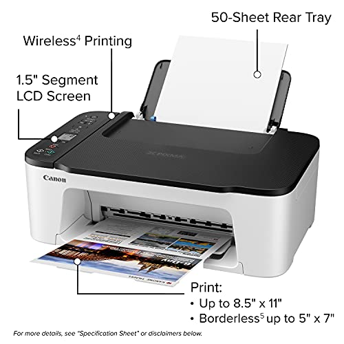 Canon PIXMA 3522 Series All-in-One Color Inkjet Printer I Print Copy Scan I Mobile Printing I Wireless I 1.5" Segment LCD I 50 Sheets Paper Tray I 4800 x 1200 dpi I Black + Printer Cable