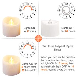 SingTok 12PCS Candles Battery Operated with Timer Realistic Electric Fake Candle Flickering Flameless LED Tea Light with Melted Wave Open for Seasonal & Festival Celebration Centerpieces (Warm White)