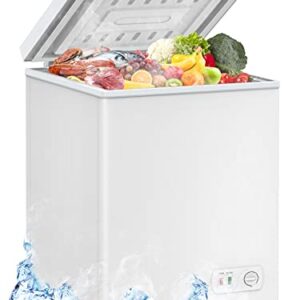 LifePlus Chest Freezer, Compact Deep Freezer 7 Adjustable Temperature with Removable Basket, Top Open Door Freezer Upright for Apartment Home (3.5 cu.ft.)