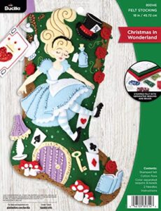 bucilla felt applique 18" stocking making kit, christmas in wonderland, perfect for diy arts and crafts, 89314e