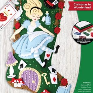 Bucilla Felt Applique 18" Stocking Making Kit, Christmas in Wonderland, Perfect for DIY Arts and Crafts, 89314E