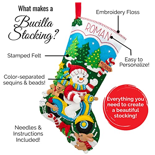 Bucilla Felt Applique 18" Stocking Making Kit, Christmas in Wonderland, Perfect for DIY Arts and Crafts, 89314E