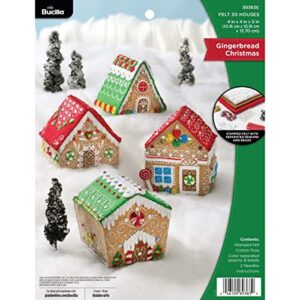 bucilla felt applique 4 piece ornament making kit, gingerbread christmas, perfect for diy arts and crafts, 89383e