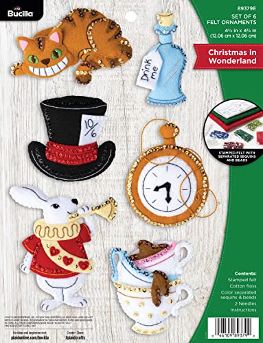 Bucilla Felt Applique 6 Piece Ornament Making Kit, Christmas in Wonderland, Perfect for DIY Arts and Crafts, 89379E