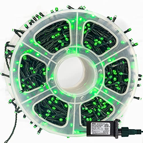 FUNPENY 164FT 500 LED St. Patrick's Day String Lights, 8 Modes Waterproof Plug in Green Wire LED Fairy Light for Indoor Outdoor Christmas Party Wedding Garden Home Decoration (Green)