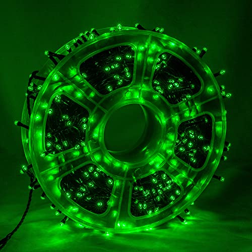 FUNPENY 164FT 500 LED St. Patrick's Day String Lights, 8 Modes Waterproof Plug in Green Wire LED Fairy Light for Indoor Outdoor Christmas Party Wedding Garden Home Decoration (Green)