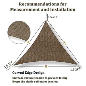 Shade&Beyond Sun Shade Sail 16' x 16' x 16' Triangle Sail Shade Canopy for Patio UV Block for Outdoor Facility and Activities Brown, (We Make Custom Size)