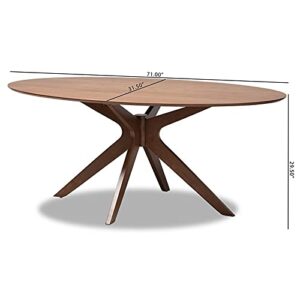 BOWERY HILL Modern Walnut Brown Finished Wood 71-Inch Oval Dining Table