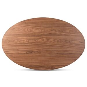 BOWERY HILL Modern Walnut Brown Finished Wood 71-Inch Oval Dining Table