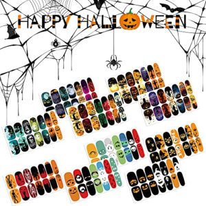 TailaiMei 10 Sheets Halloween Nail Wraps Stickers Nail Polish Strips Self-Adhesive Full Wraps with 2 pcs Nail Files for DIY Nail Art Decals (Horror Style)