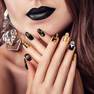 TailaiMei 10 Sheets Halloween Nail Wraps Stickers Nail Polish Strips Self-Adhesive Full Wraps with 2 pcs Nail Files for DIY Nail Art Decals (Horror Style)