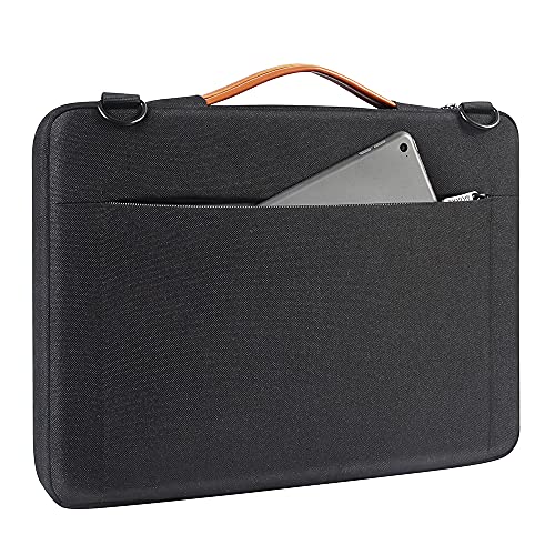 DOMISO 15-15.6 Inch Laptop Sleeve Bag Water Resistant Briefcase Messenger Shoulder Bag for ThinkPad L580/16 MacBook Pro/IdeaPad 320/Dell XPS 15/HP Envy x360/ASUS ROG Zephyrus/Acer Chromebook,Black