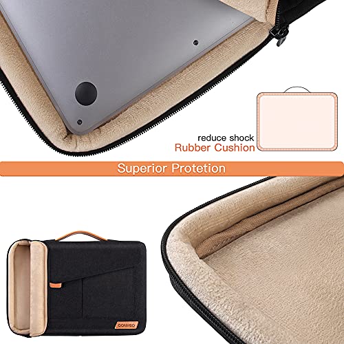 DOMISO 15-15.6 Inch Laptop Sleeve Bag Water Resistant Briefcase Messenger Shoulder Bag for ThinkPad L580/16 MacBook Pro/IdeaPad 320/Dell XPS 15/HP Envy x360/ASUS ROG Zephyrus/Acer Chromebook,Black