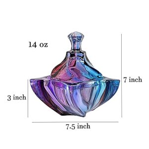 CHOOLD Luxury Colorful Star Shaped Crystal Candy Jar with Lid,Clear Glass Apothecary Jar Wedding Candy Buffet Jar Food Jar (14oz)