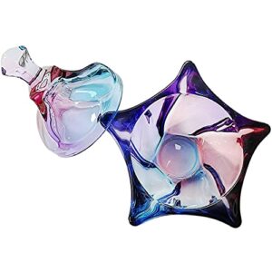 CHOOLD Luxury Colorful Star Shaped Crystal Candy Jar with Lid,Clear Glass Apothecary Jar Wedding Candy Buffet Jar Food Jar (14oz)