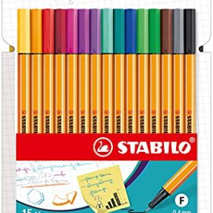 STABILO Fineliner point 88 - Pack of 15 - Assorted Colours