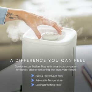 MIKO Humidifier With Cool and Warm Mist, Ultrasonic Humidifiers for Large Room & Bedroom- Water Filter, Auto Mode, No Leak Design, Sleep Mode, Built-in Timer, Humidifier for Babies & Home