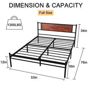 FSTAR 12 inch Metal Bed Frame with Headboard and Footboard, Mattress Foundation with Steel Slat Support, Heavy Duty, No Box Spring Needed, Easy Assembly, Noise Free (Black, Full)