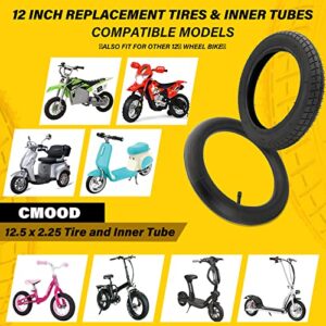 12 1/2 x2 1/4 Tire and Tube Set, 12.5 x 2.25 Bike Tire Compatible for Razor Pocket Mod Dirt Bike Currie Schwinn GT IZIP eZip MX125 Dirt Rocket, Replacement Kids Bike Tires 12.5 x 2.25