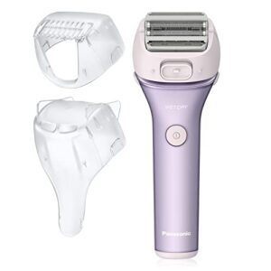 panasonic close curves electric shaver for women, cordless 4-blade shaver, bikini attachment, pop-up trimmer, wet dry operation - es-wl80-v (purple)