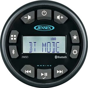 jensen jms3rtl compact bluetooth am/fm/usb/wb waterproof stereo - 3", black (renewed)