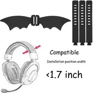 Halloween Bat Wings Headphone Attachment, Bat Devil Horns Headband Headset Decor, Cosplay Props Bat Wing for Halloween Christmas Party Dress Up Accessories,Black