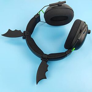 Halloween Bat Wings Headphone Attachment, Bat Devil Horns Headband Headset Decor, Cosplay Props Bat Wing for Halloween Christmas Party Dress Up Accessories,Black