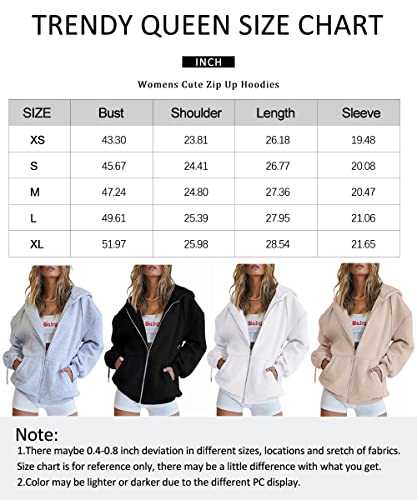 Trendy Queen Hoodies for Women Fall Clothes 2023 Zip up Oversized Sweatshirt Fleece Jackets Long Sleeve Comfy Winter Clothes Teen Girls Fashion Cute Y2K Clothing Black