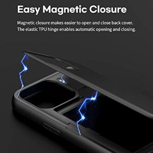 GOOSPERY Magnetic Door Bumper Compatible with iPhone 13 Mini Case, Card Holder Wallet Case, Easy Magnet Auto Closing Protective Dual Layer Sturdy Phone Back Cover, Black