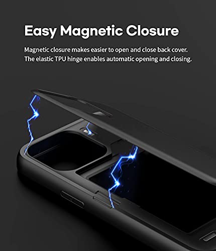 GOOSPERY Magnetic Door Bumper Compatible with iPhone 13 Mini Case, Card Holder Wallet Case, Easy Magnet Auto Closing Protective Dual Layer Sturdy Phone Back Cover, Black