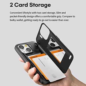 GOOSPERY Magnetic Door Bumper Compatible with iPhone 13 Mini Case, Card Holder Wallet Case, Easy Magnet Auto Closing Protective Dual Layer Sturdy Phone Back Cover, Black