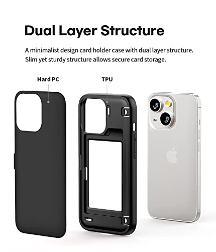 GOOSPERY Magnetic Door Bumper Compatible with iPhone 13 Mini Case, Card Holder Wallet Case, Easy Magnet Auto Closing Protective Dual Layer Sturdy Phone Back Cover, Black