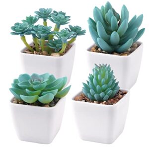 cqure succulents plants artificial, set of 4 mini artificial succulents desk plant faux succulents in pots fake succulents plant decor plastic