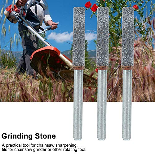 Grinding Stone, 3Pcs 4Mm 5/32In Diamond Chainsaw Sharpener Burr Stone File Sharpening Tool For Rotating Tool（Cylindrical）