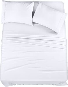 utopia bedding queen bed sheets set - 4 piece bedding - brushed microfiber - shrinkage and fade resistant - easy care (queen, white)