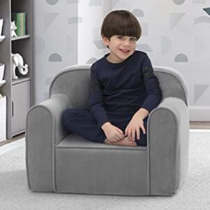 Delta Children Cozee Chair for Kids for Ages 18 Months and Up, Grey Mink Velvet