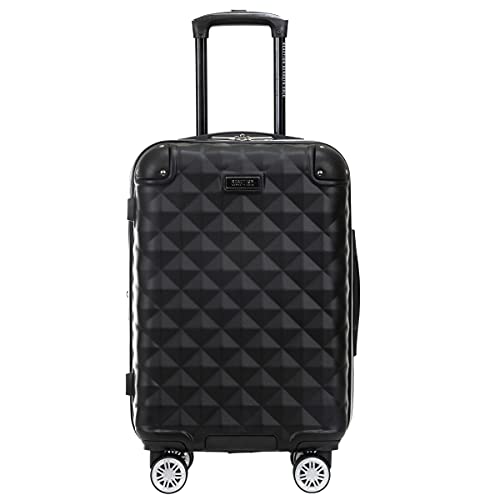 Kenneth Cole Reaction Diamond Tower Luggage Lightweight Hardside Expandable 8-Wheel Spinner Travel Suitcase, Black, 20-Inch Carry On