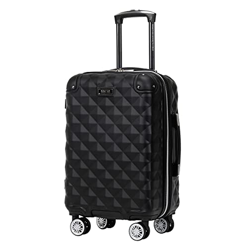 Kenneth Cole Reaction Diamond Tower Luggage Lightweight Hardside Expandable 8-Wheel Spinner Travel Suitcase, Black, 20-Inch Carry On