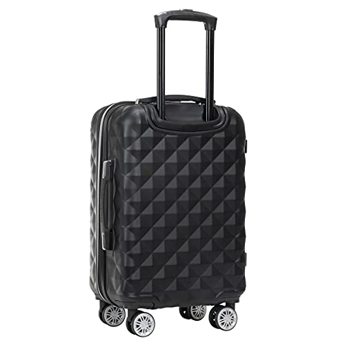 Kenneth Cole Reaction Diamond Tower Luggage Lightweight Hardside Expandable 8-Wheel Spinner Travel Suitcase, Black, 20-Inch Carry On