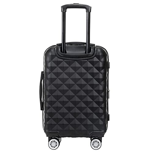 Kenneth Cole Reaction Diamond Tower Luggage Lightweight Hardside Expandable 8-Wheel Spinner Travel Suitcase, Black, 20-Inch Carry On