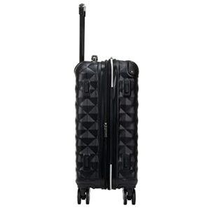 Kenneth Cole Reaction Diamond Tower Luggage Lightweight Hardside Expandable 8-Wheel Spinner Travel Suitcase, Black, 20-Inch Carry On