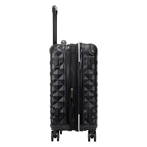 Kenneth Cole Reaction Diamond Tower Luggage Lightweight Hardside Expandable 8-Wheel Spinner Travel Suitcase, Black, 20-Inch Carry On