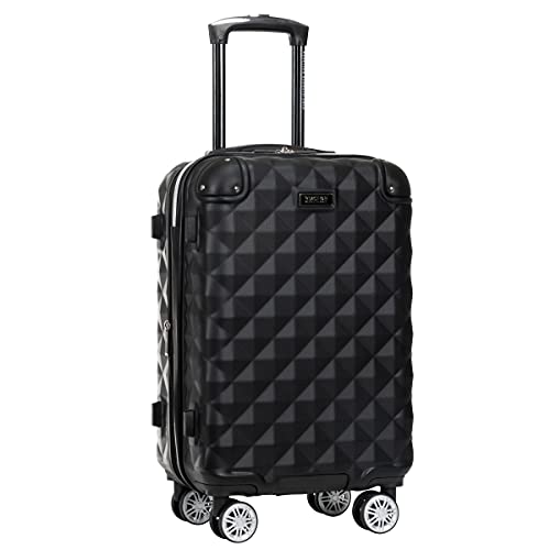 Kenneth Cole Reaction Diamond Tower Luggage Lightweight Hardside Expandable 8-Wheel Spinner Travel Suitcase, Black, 20-Inch Carry On