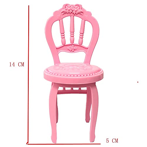 HTHAU NK1 Set Doll Furniture 2 Fashion Chairs +1 Modern Table for Barbie Doll Accessories Dining Home Toys Girl Gift DZ (Color: White)