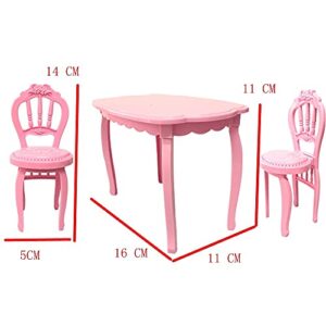 HTHAU NK1 Set Doll Furniture 2 Fashion Chairs +1 Modern Table for Barbie Doll Accessories Dining Home Toys Girl Gift DZ (Color: White)