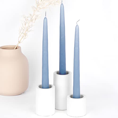 Koyal Wholesale Ceramic Tealight & Taper Candle Holders, Matte White Candle Taper Holder Set of 3