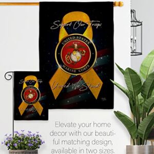 Breeze Decor Support Marine Corps Burlap House Flag Set Armed Forces USMC Semper Fi United State American Military Veteran Retire Official Banner Small Garden Yard Gift Double-Sided, Made in USA