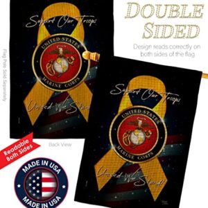 Breeze Decor Support Marine Corps Burlap House Flag Set Armed Forces USMC Semper Fi United State American Military Veteran Retire Official Banner Small Garden Yard Gift Double-Sided, Made in USA